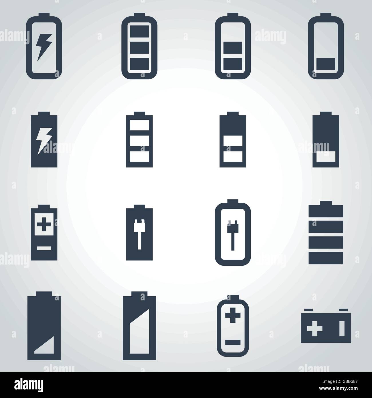 Vector black battery icon set Stock Vector Image & Art - Alamy