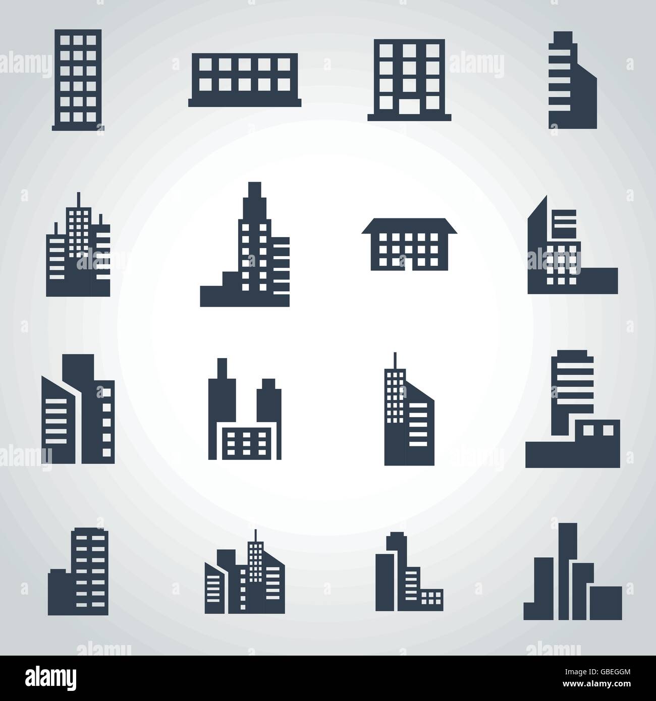 Vector black building icon set Stock Vector Image & Art - Alamy