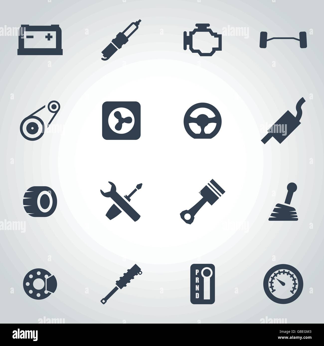 Vector black car parts icon set Stock Vector Image & Art - Alamy