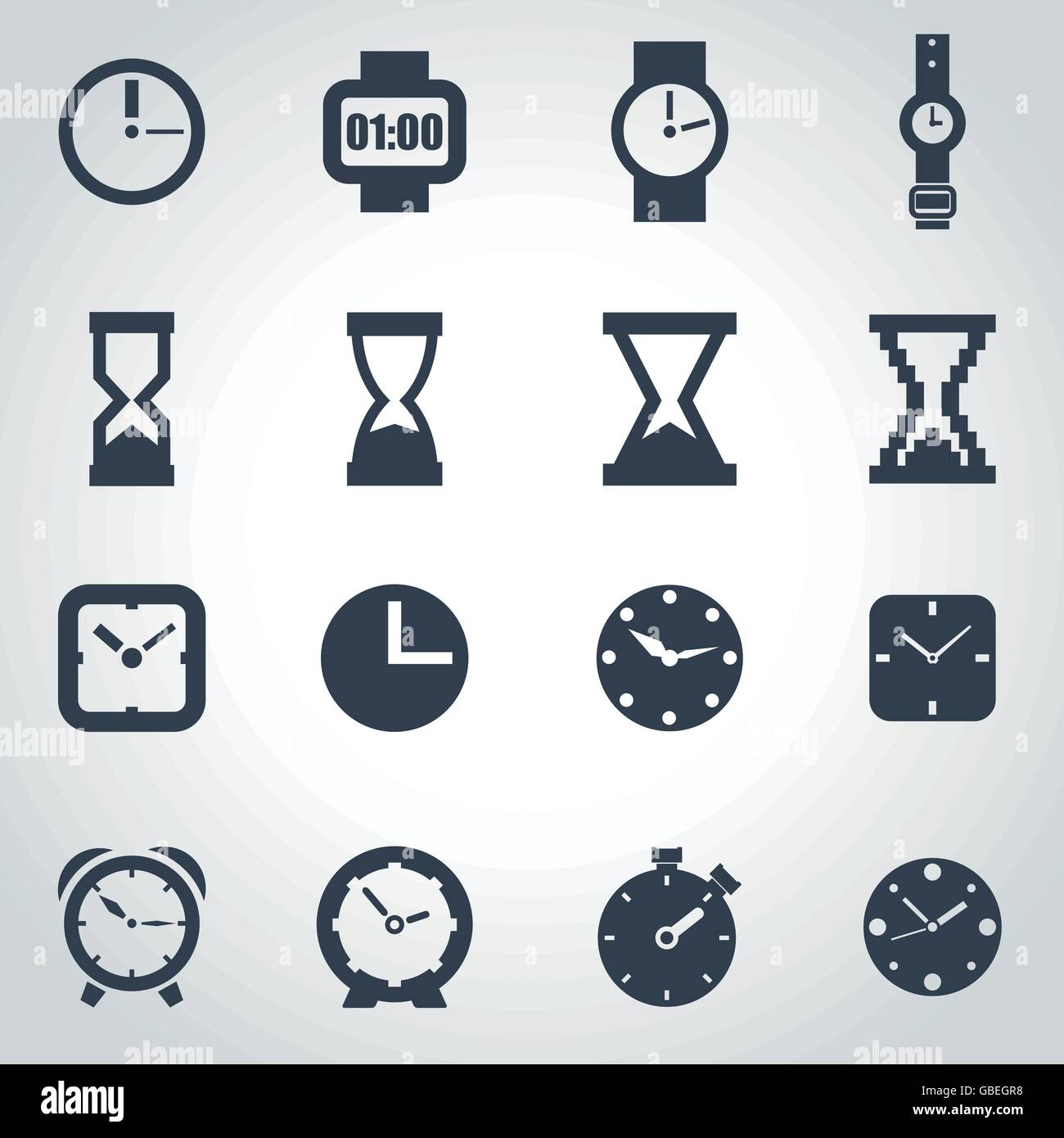 Vector black clock icon set Stock Vector Image & Art - Alamy