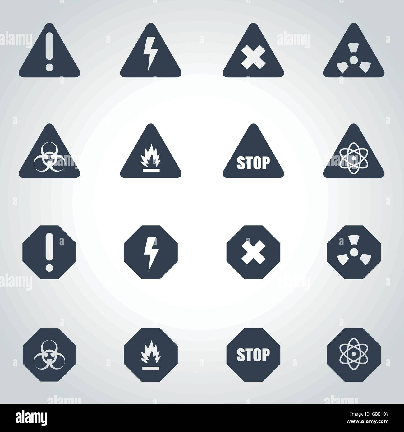 Vector black danger icon set Stock Vector Image & Art - Alamy