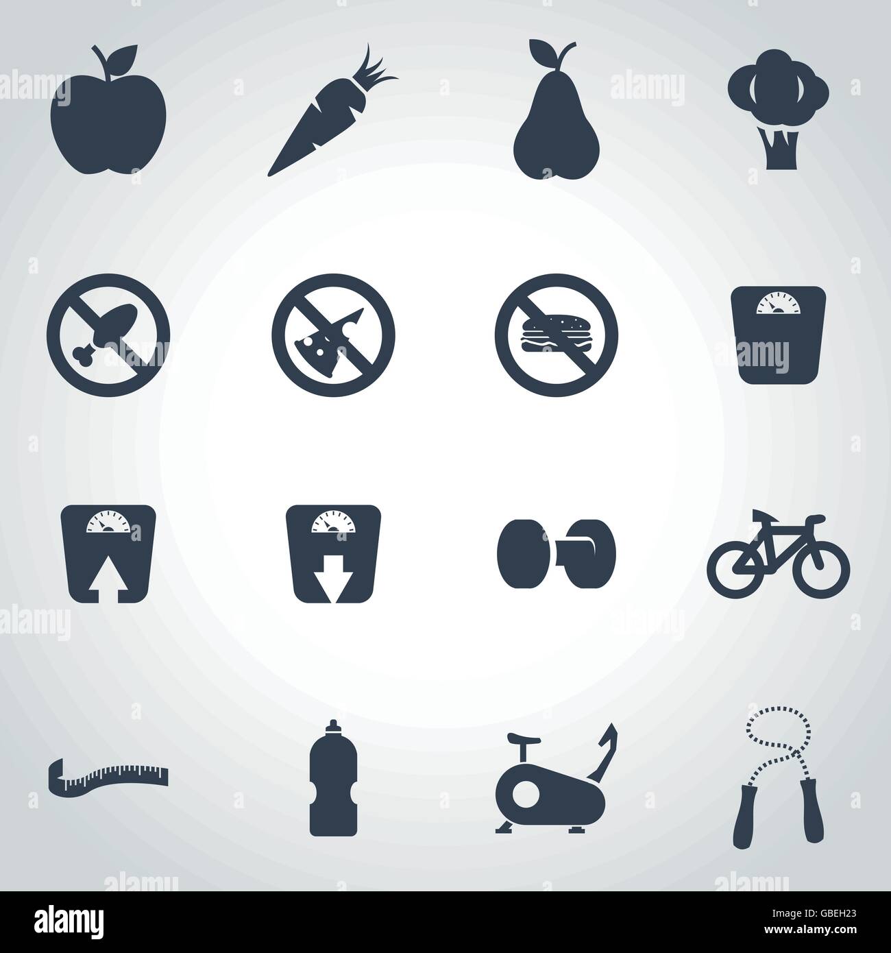 Vector black diet icon set Stock Vector Image & Art - Alamy