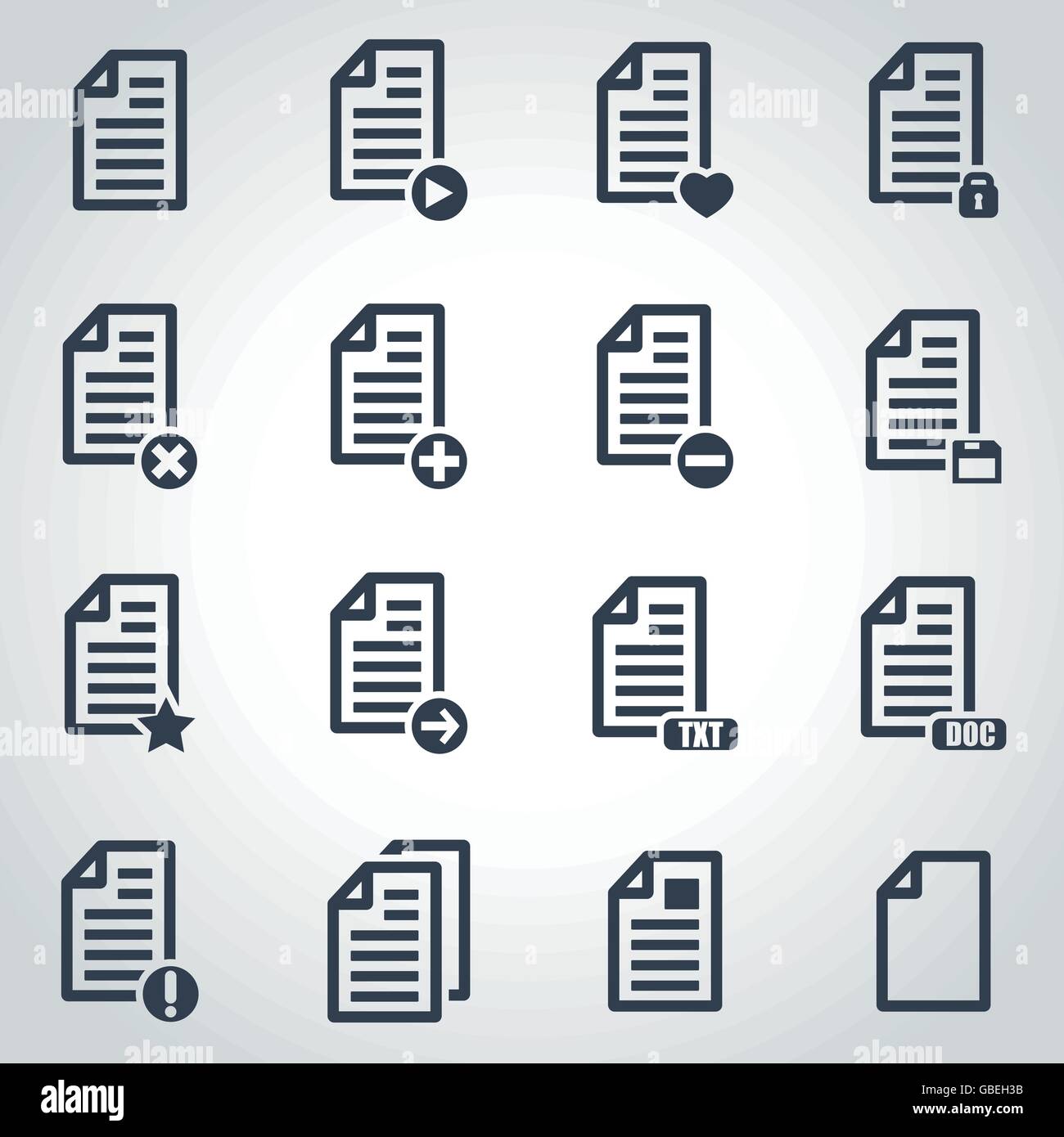 Vector black documents icon set Stock Vector Image & Art - Alamy