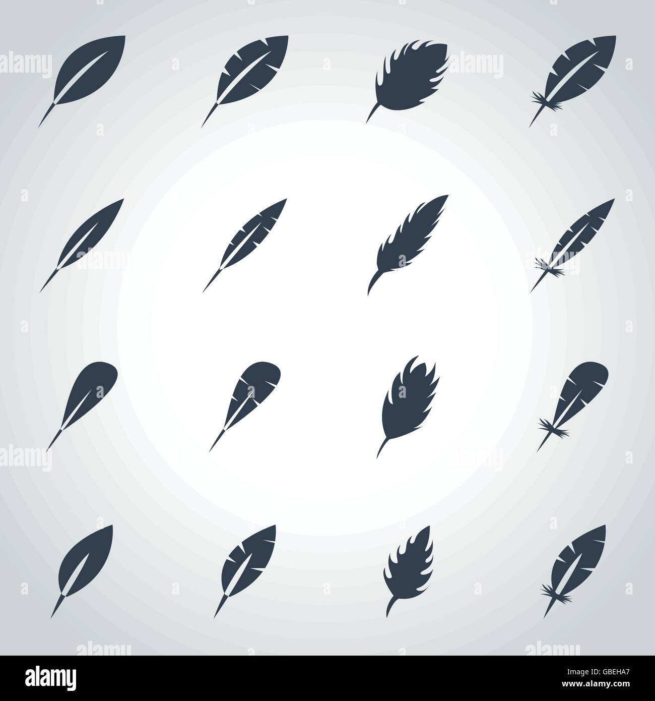 Vector black feather icon set Stock Vector Image & Art - Alamy