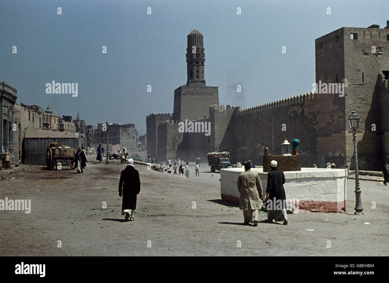 geography / travel, Egypt, Cairo, wall of the citadel, locals on the ...