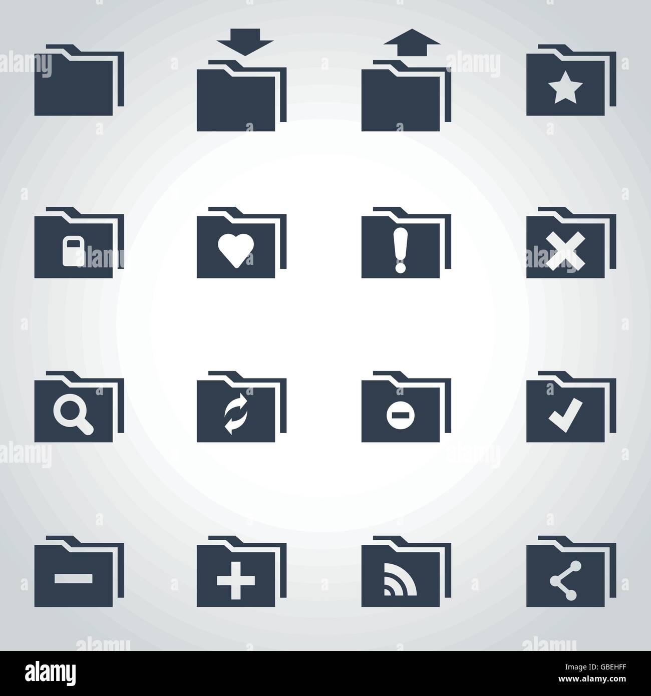 Vector black folder icon set Stock Vector Image & Art - Alamy