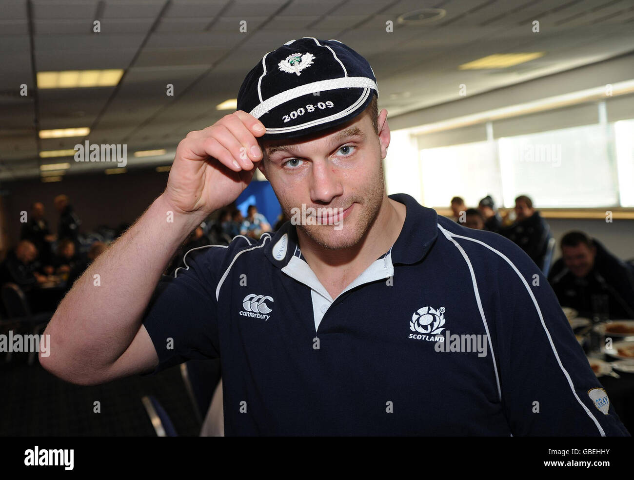 Scotland's Geoff Cross poses with his 1st cap after making his debut ...