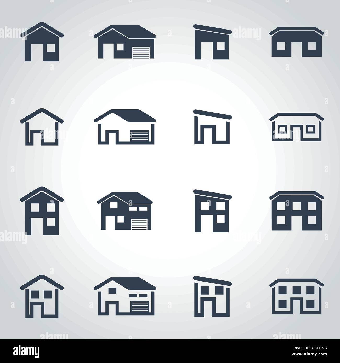 Vector black house icon set Stock Vector Image & Art - Alamy