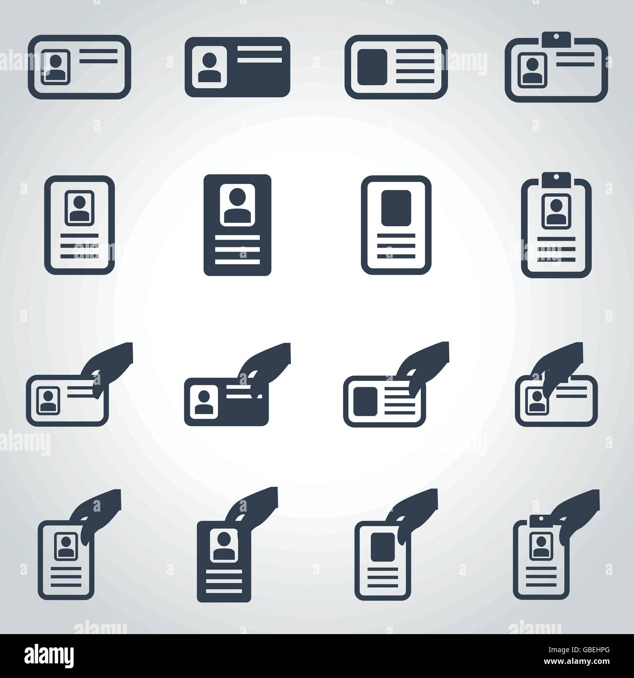 Vector black id card icon set Stock Vector Image & Art - Alamy