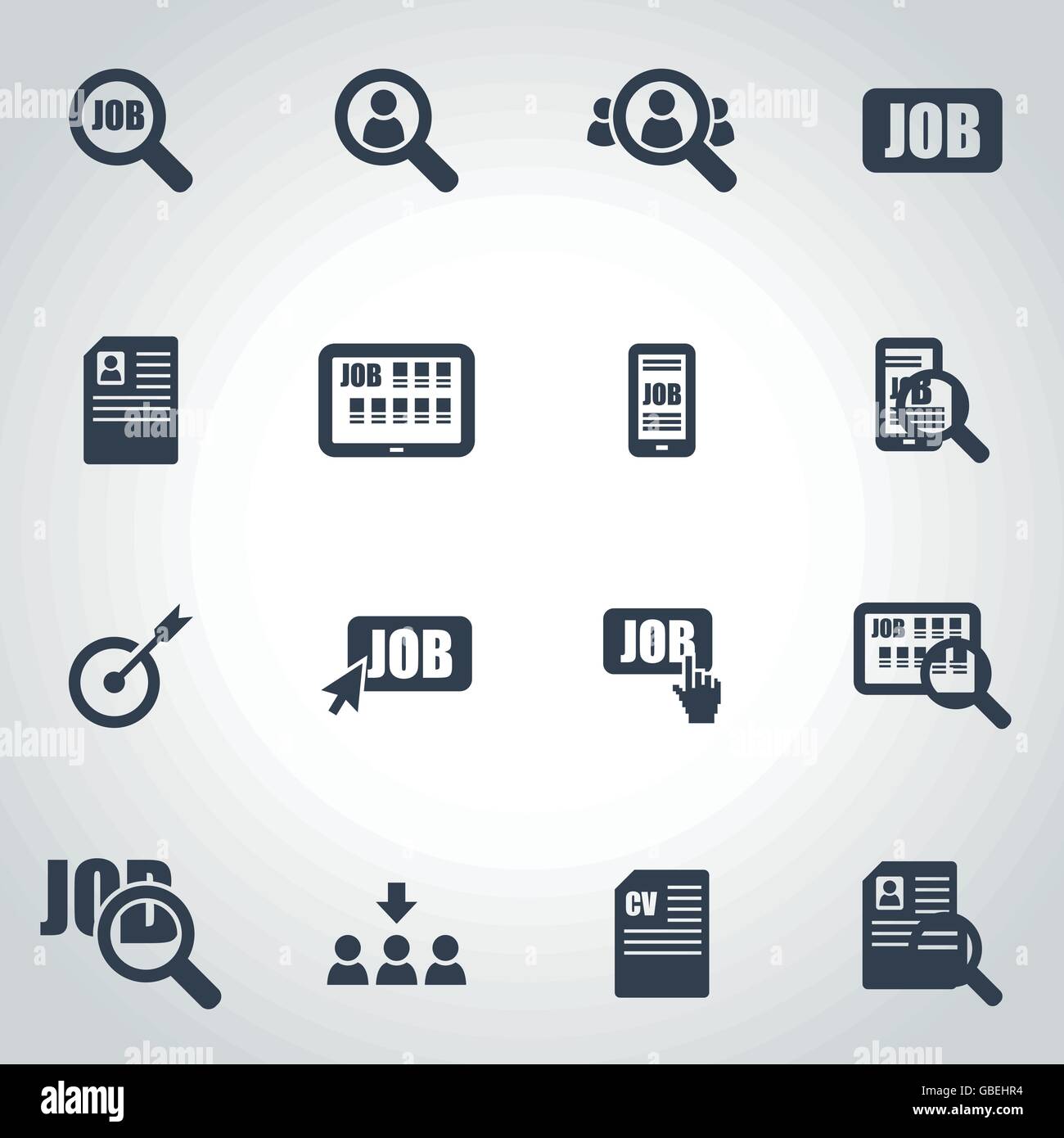 Vector black job search icon set Stock Vector Image & Art - Alamy