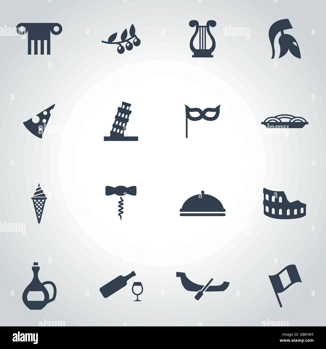 Vector black italian icon set Stock Vector Image & Art - Alamy