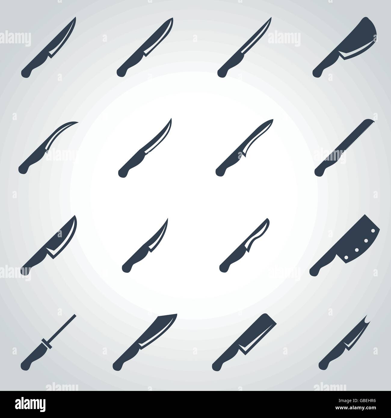 Vector black kitchen knife icon set Stock Vector Image & Art - Alamy