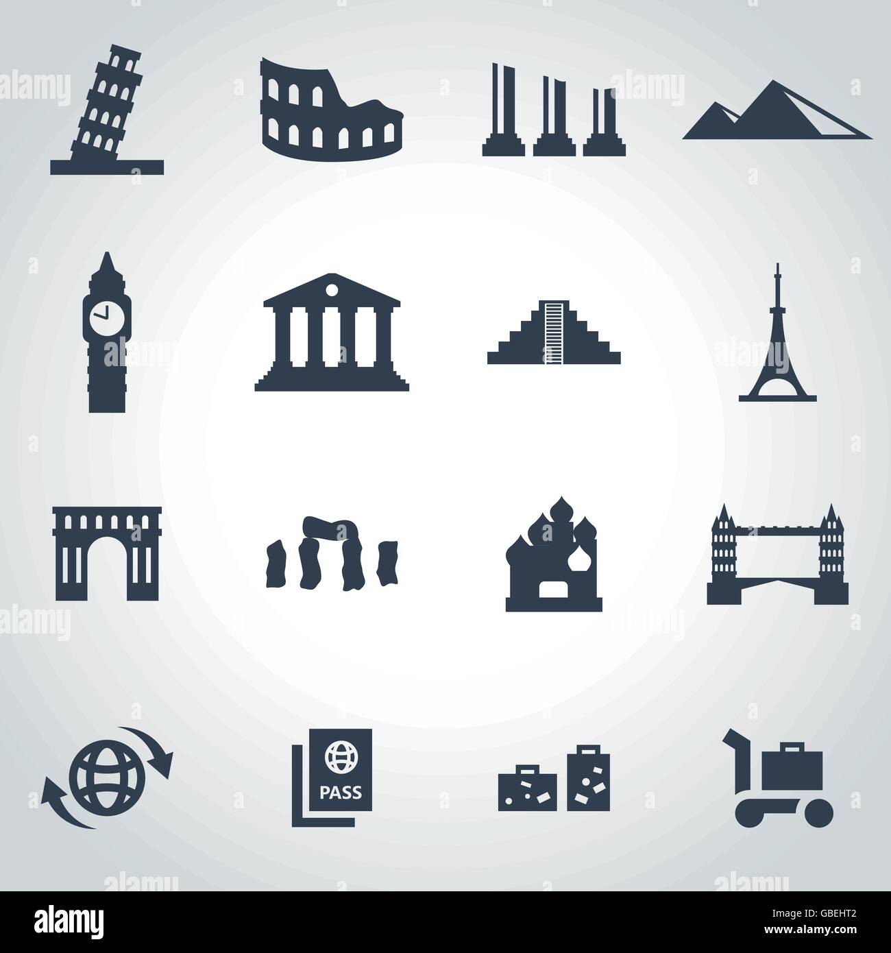 Vector black landmarks icon set Stock Vector Image & Art - Alamy