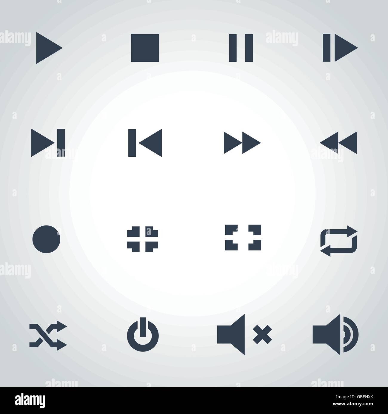 Vector black media player icon set Stock Vector Image & Art - Alamy