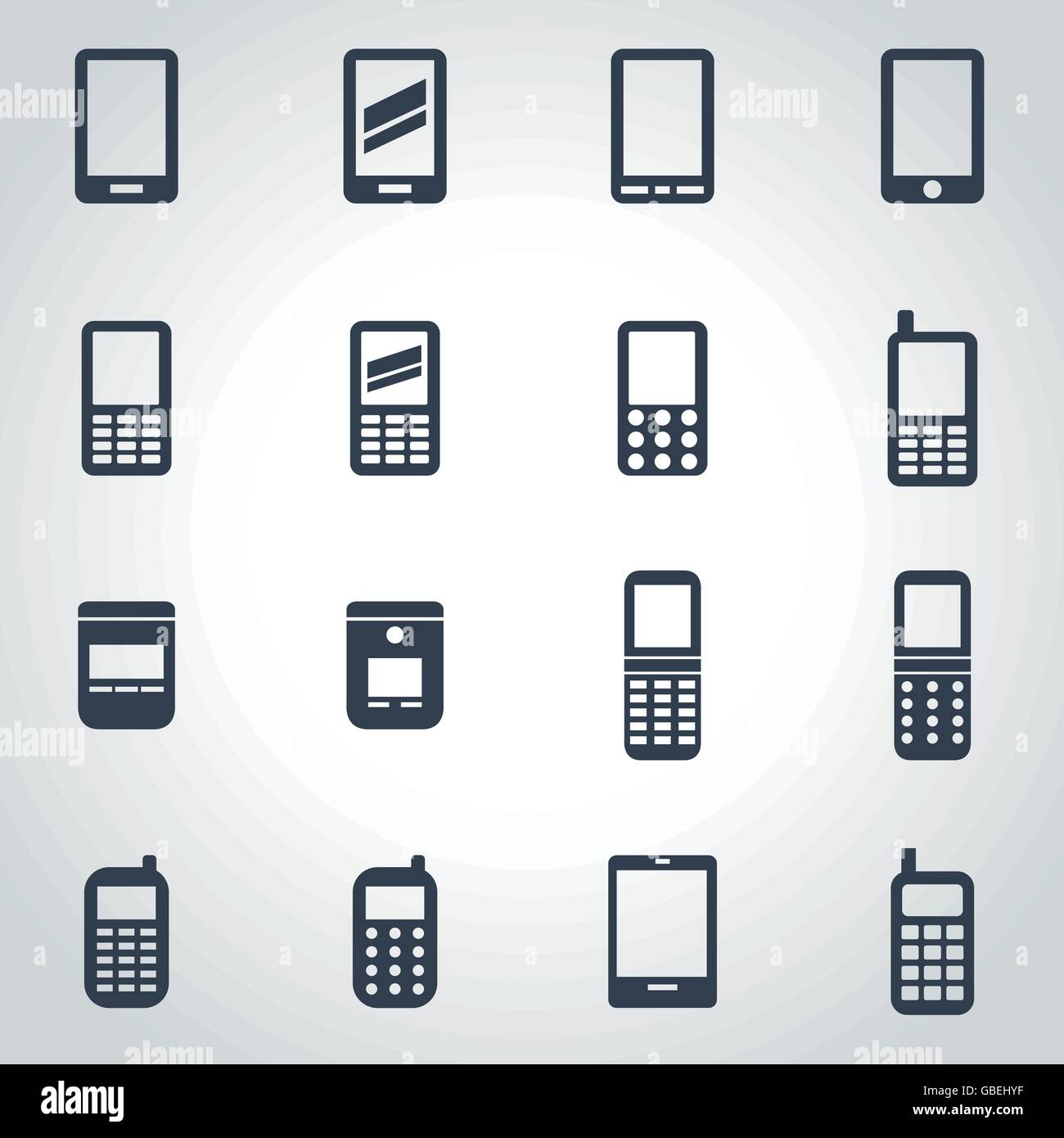 Vector black mobile phone icon set Stock Vector Image & Art - Alamy