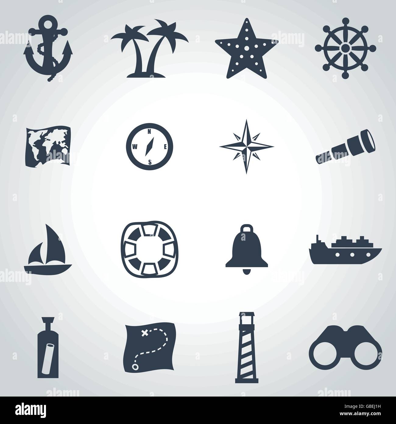 Vector black nautical icon set Stock Vector Image & Art - Alamy