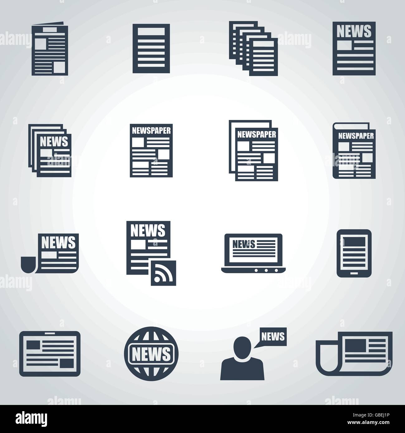 Vector black newspaper icon set Stock Vector Image & Art - Alamy