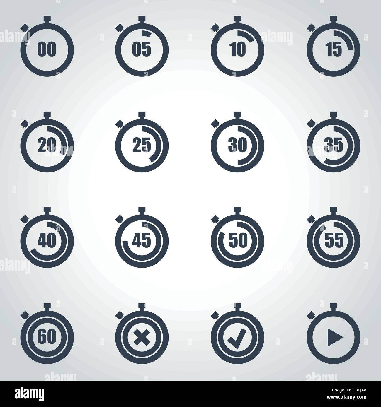 Vector Black Stopwatch Icon Set Stock Vector Image And Art Alamy