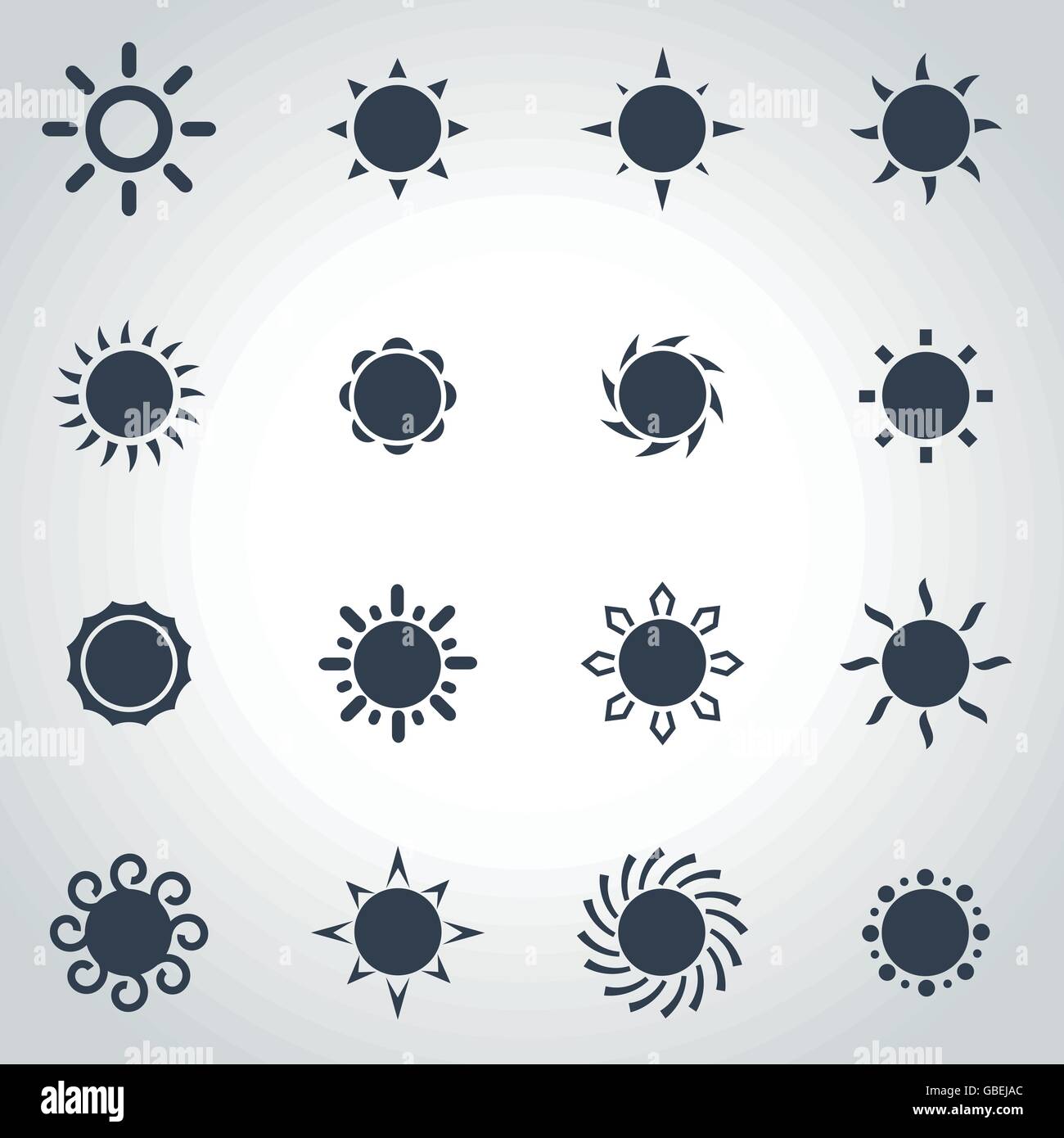 Vector black sun icon set Stock Vector Image & Art - Alamy