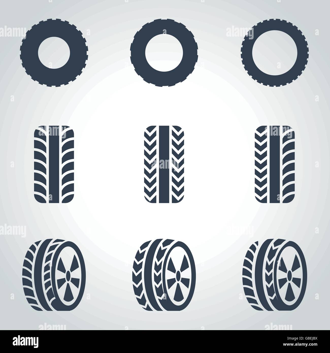 Vector black tire icon set Stock Vector Image & Art - Alamy