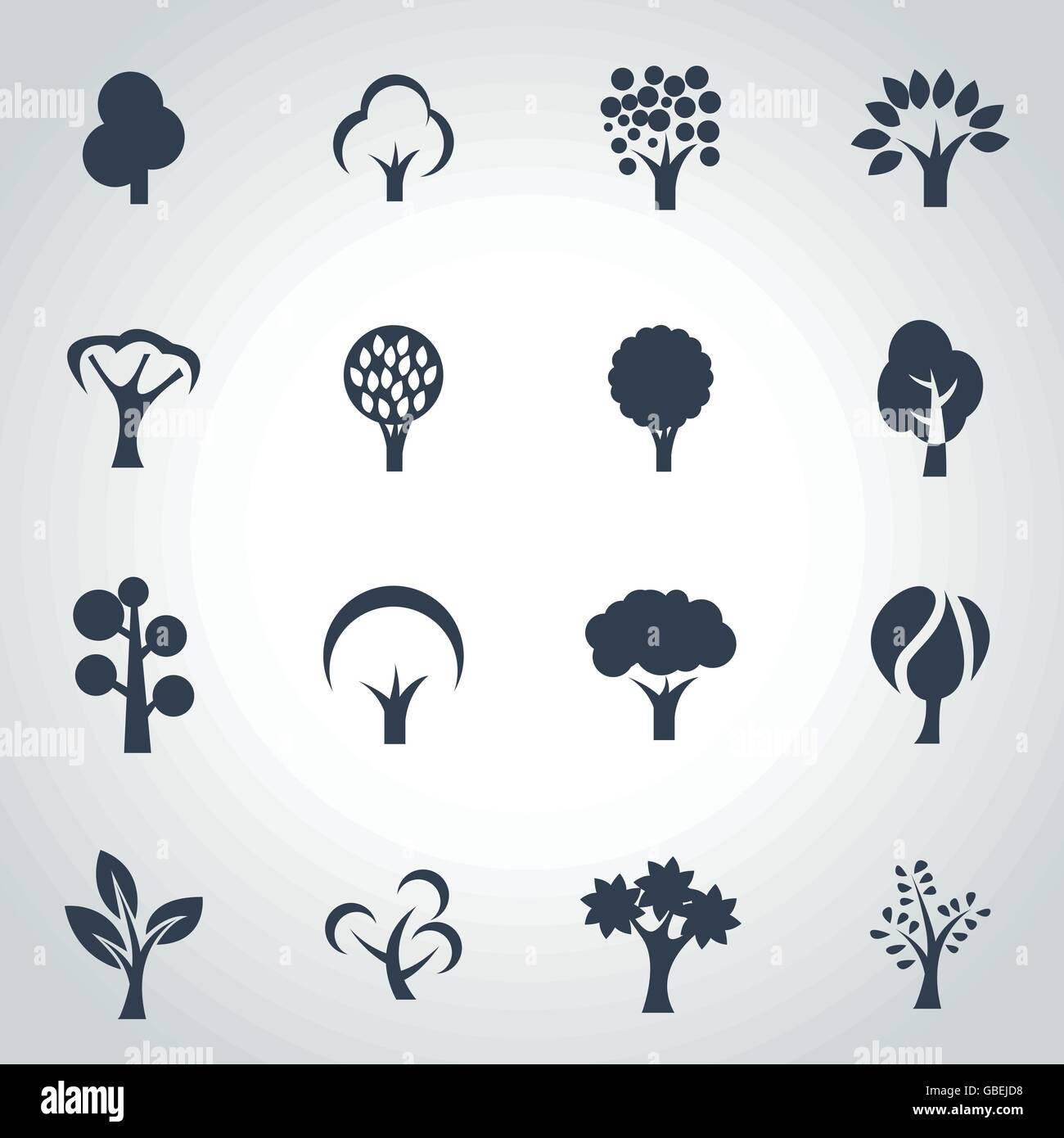 Vector black trees icon set Stock Vector Image & Art - Alamy