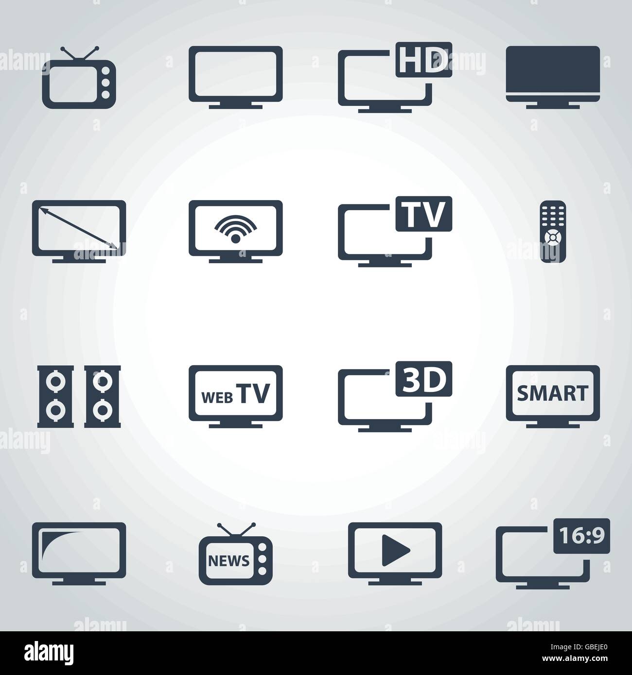 Vector black tv icon set Stock Vector Image & Art - Alamy