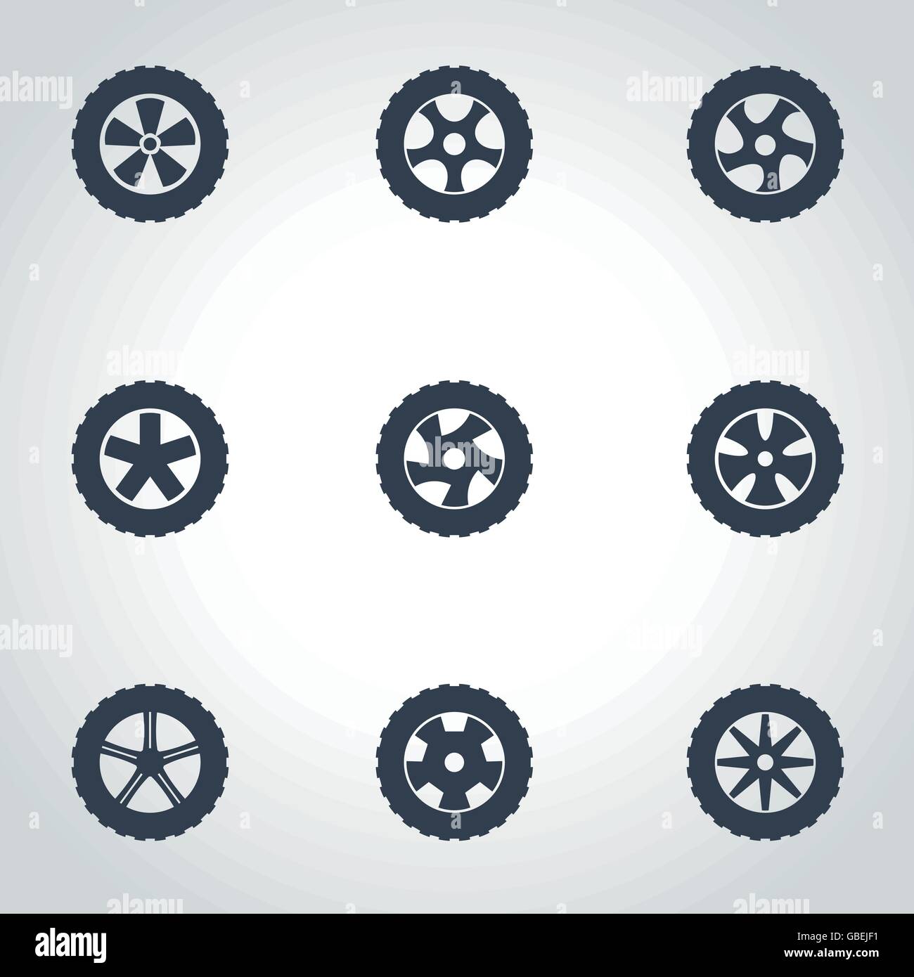 Vector black wheel icon set Stock Vector Image & Art - Alamy