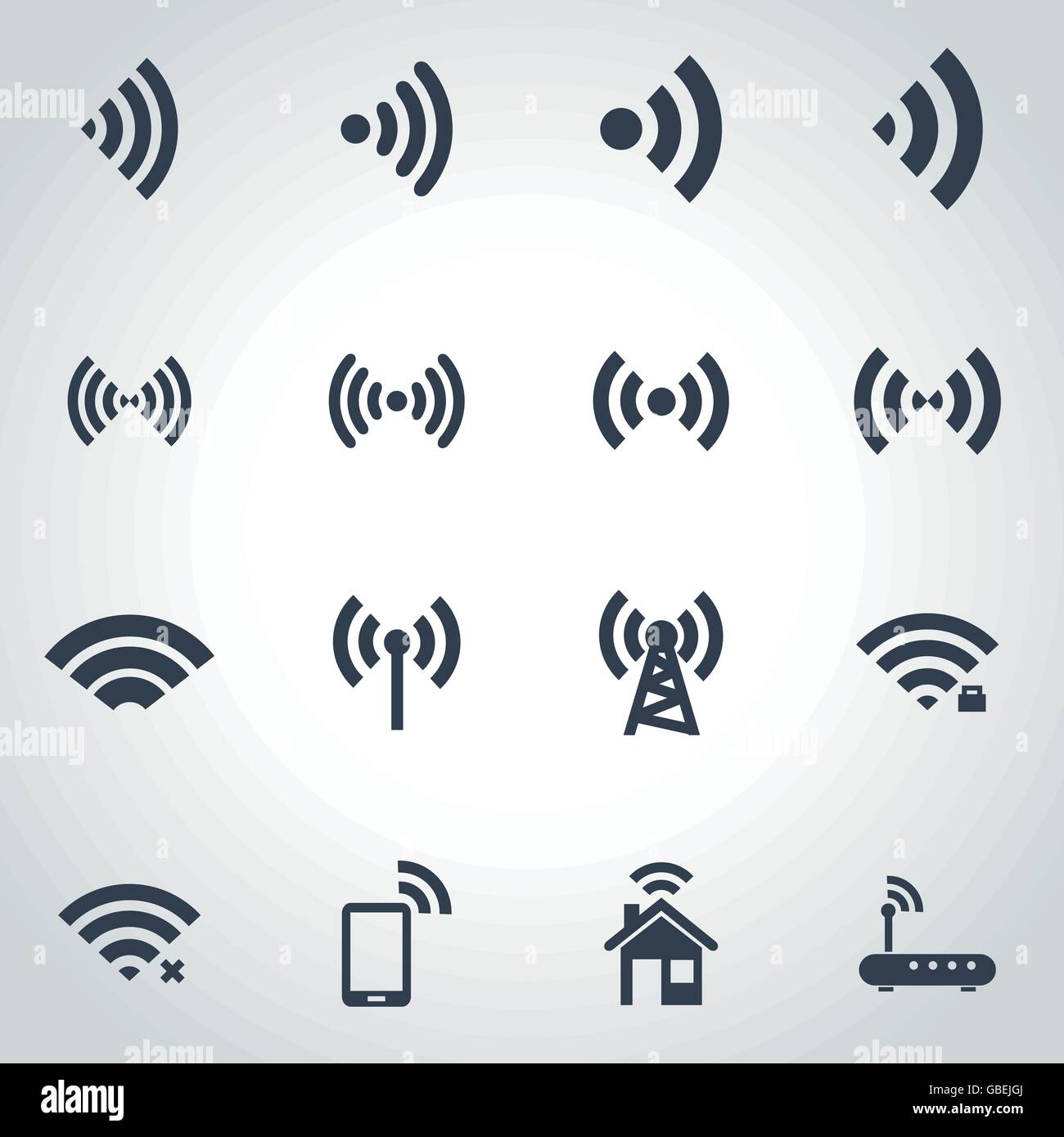 Vector black wireless icon set Stock Vector Image & Art - Alamy