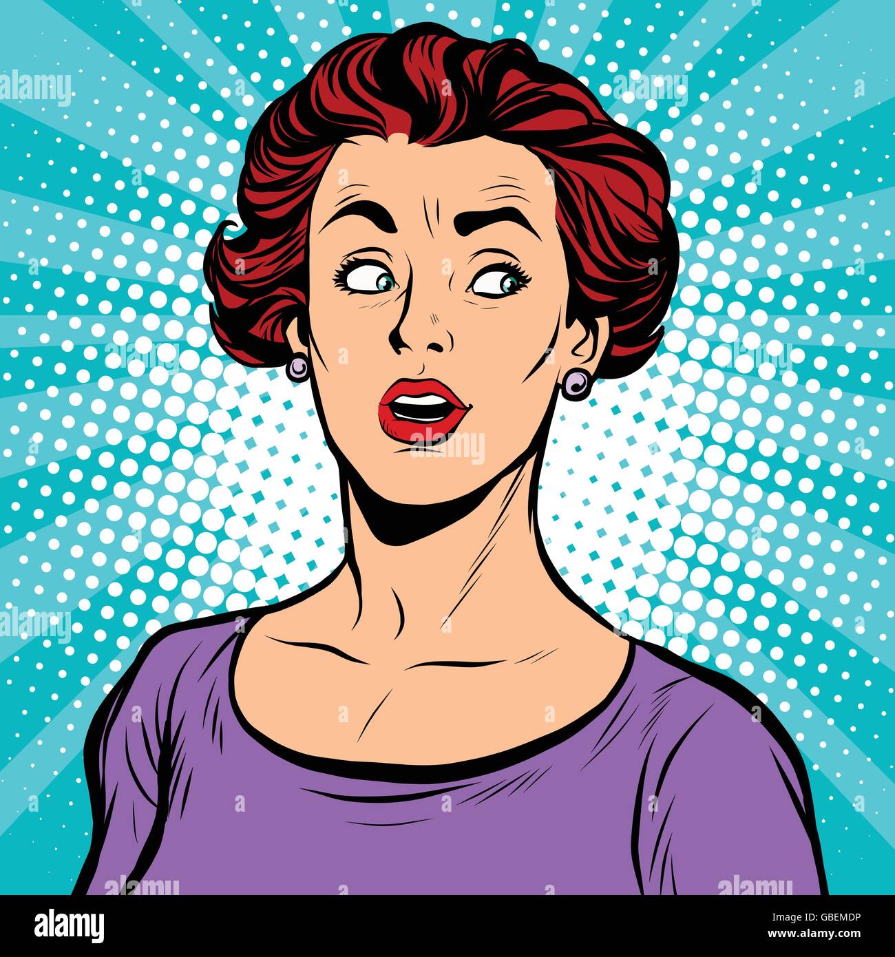 Surprised pop art woman looking sideways Stock Vector Image & Art - Alamy