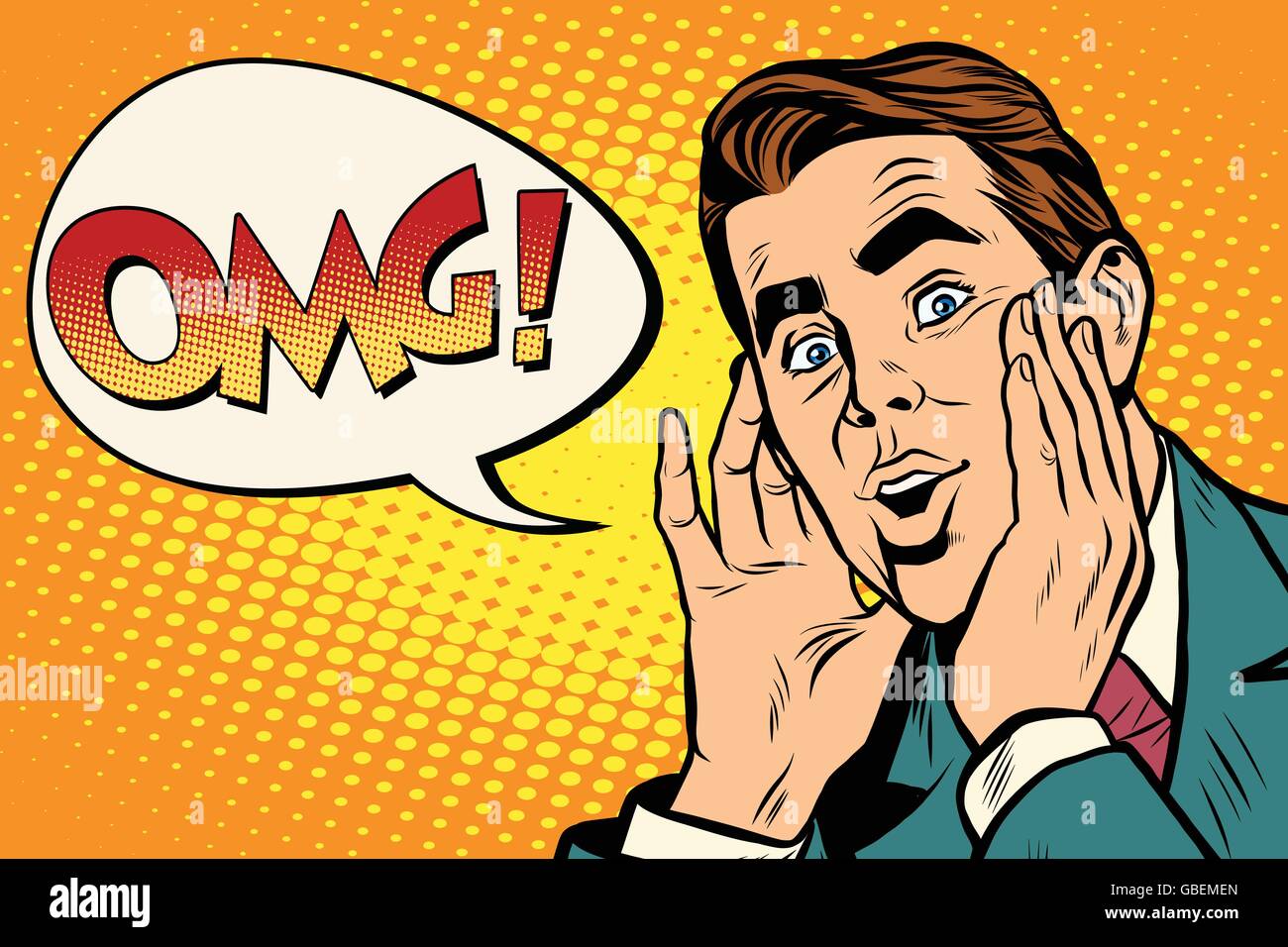 OMG Surprised emotional pop art retro business man Stock Vector Image ...
