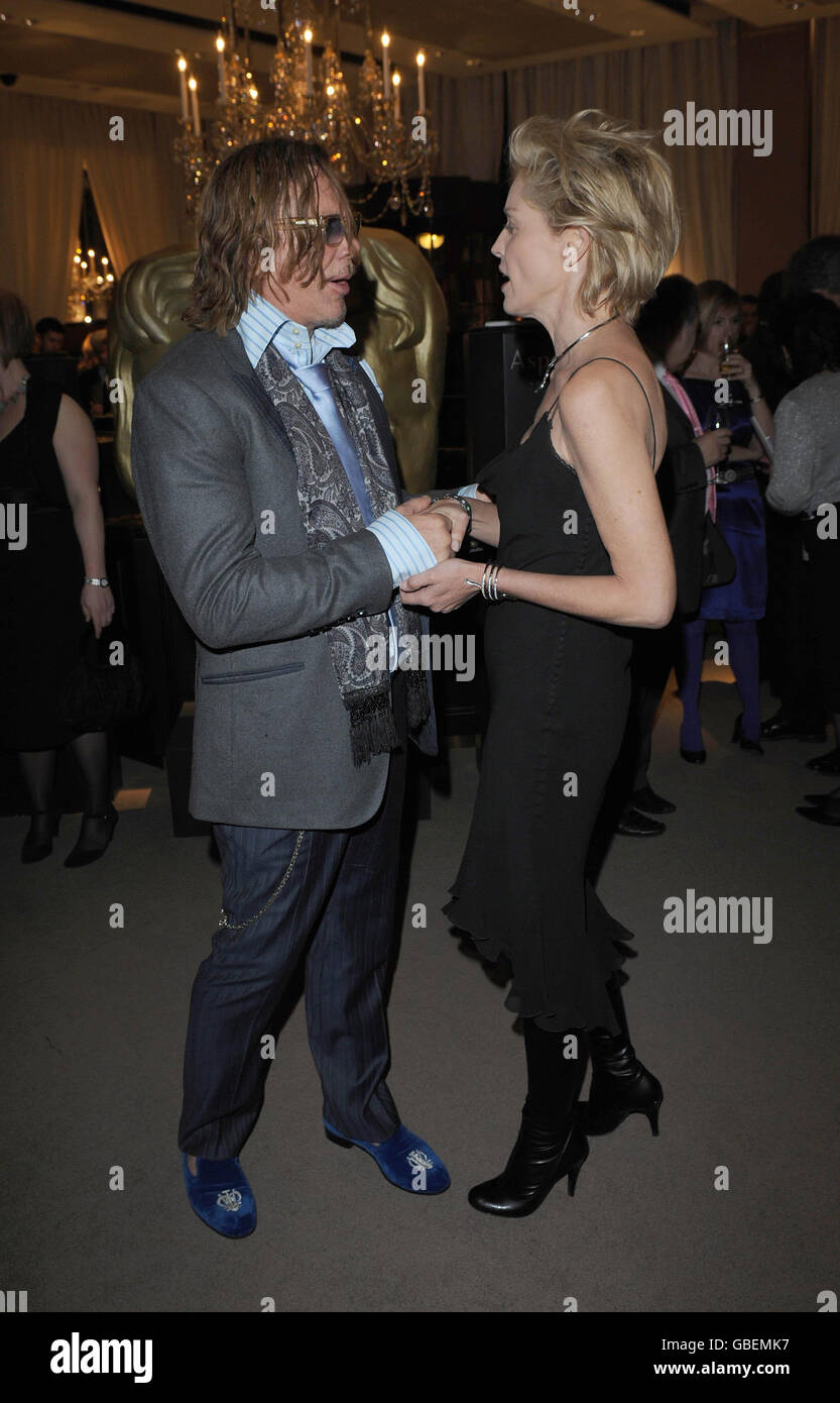 Mickey Rourke (Left) and Sharon Stone arrive at The Orange British ...