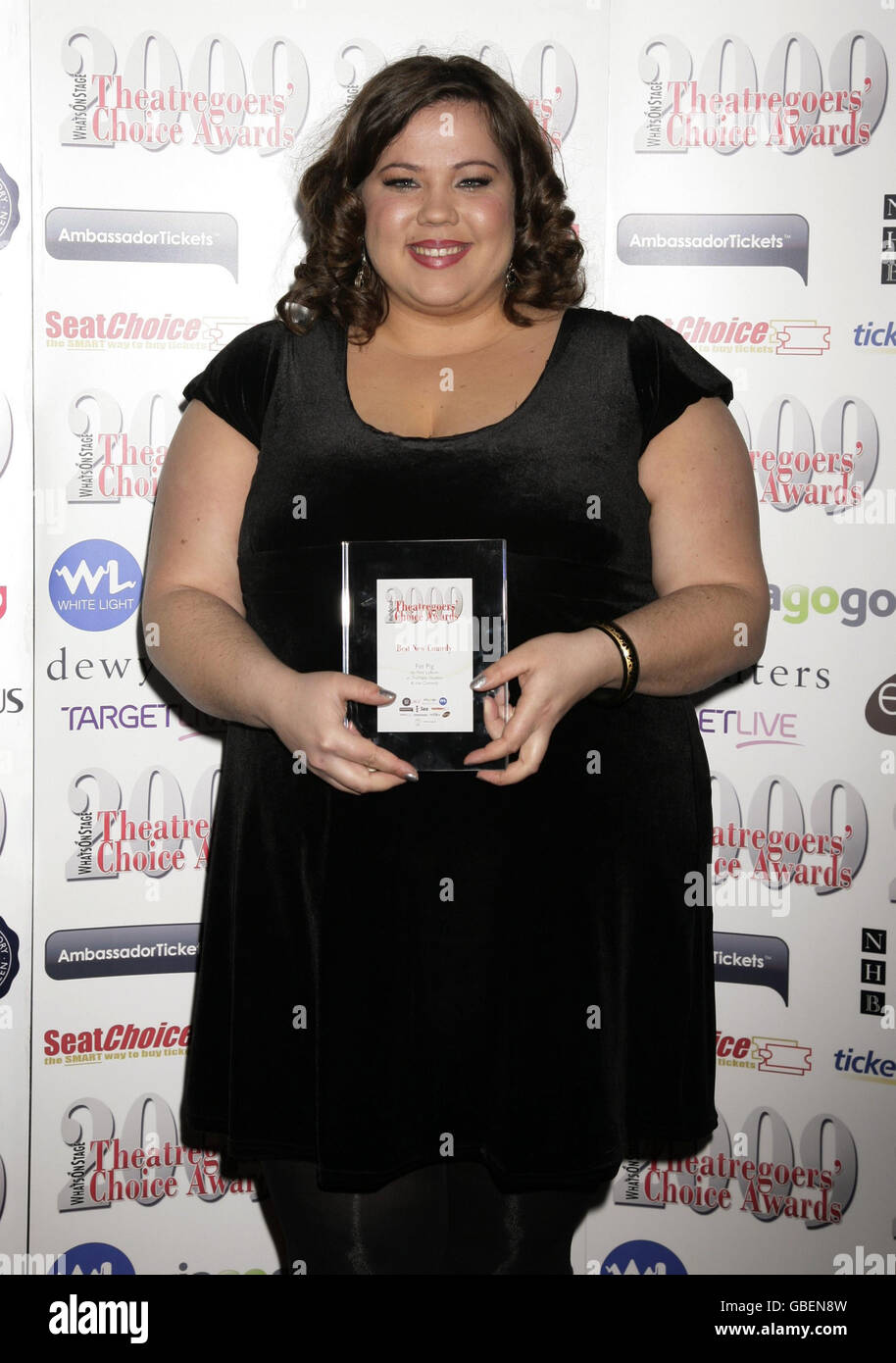 Ella Smith with the award for Best New Comedy given to the play Fat Pig ...