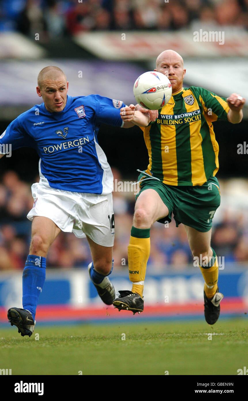 Ipswich towns matt richards and west bromwich albions lee hughes hi-res ...
