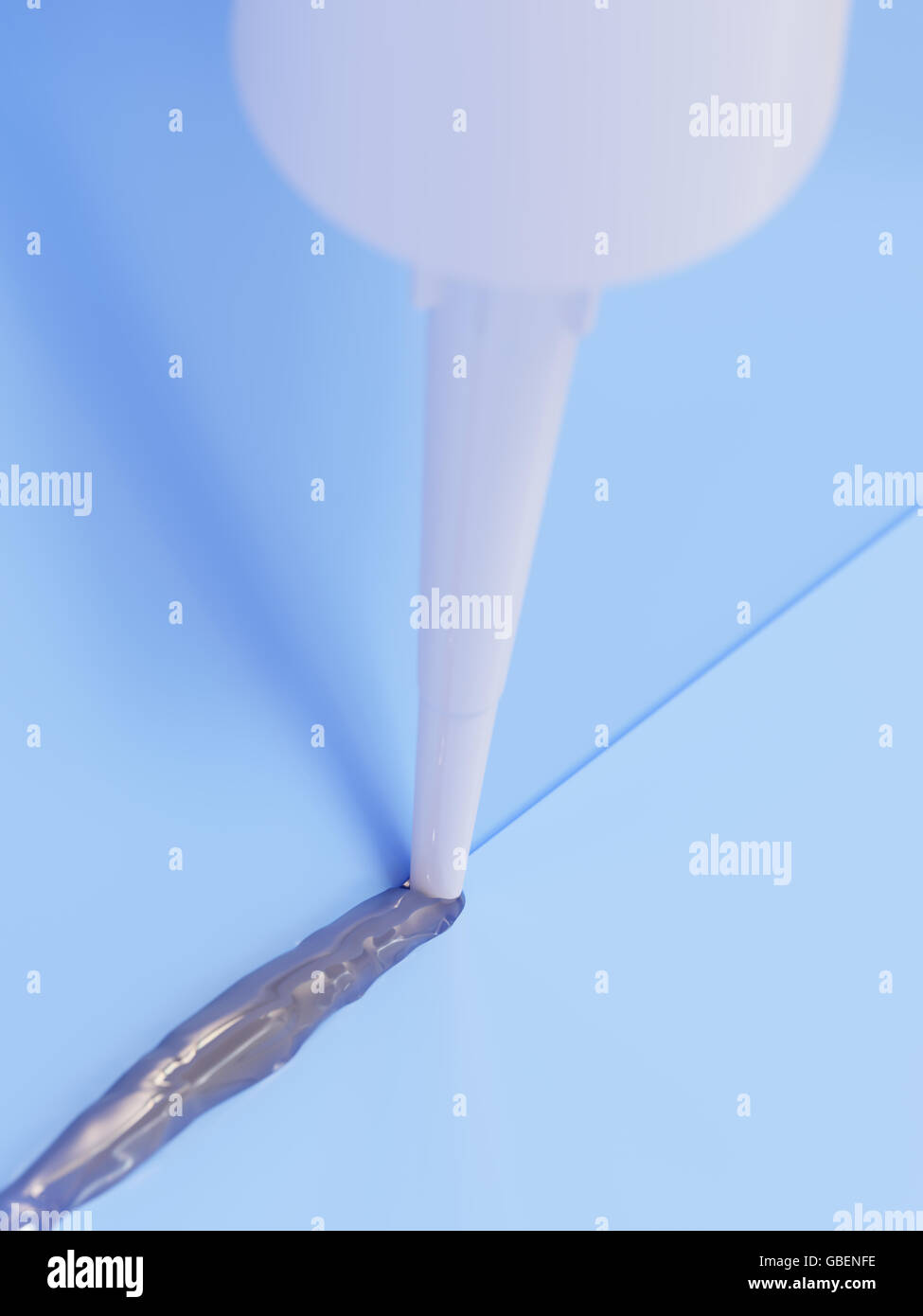 Pouring silicone sealant or glue on gap closeup 3d illustration Stock ...