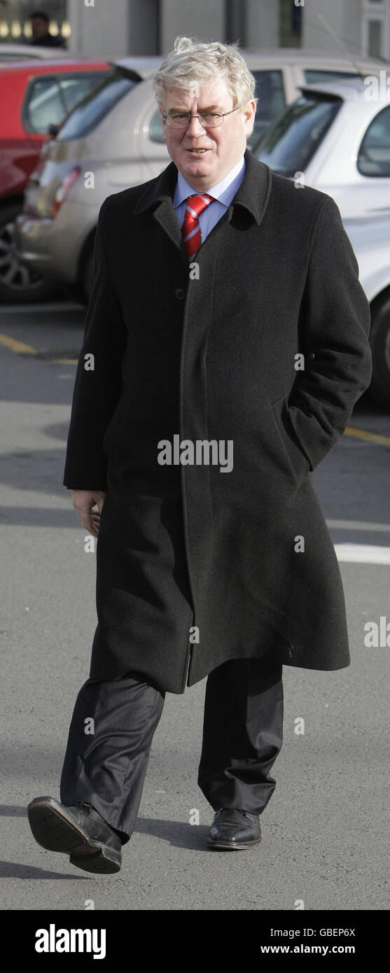 Labour Party Leader Eamonn Gilmore attends the funeral of playwright ...