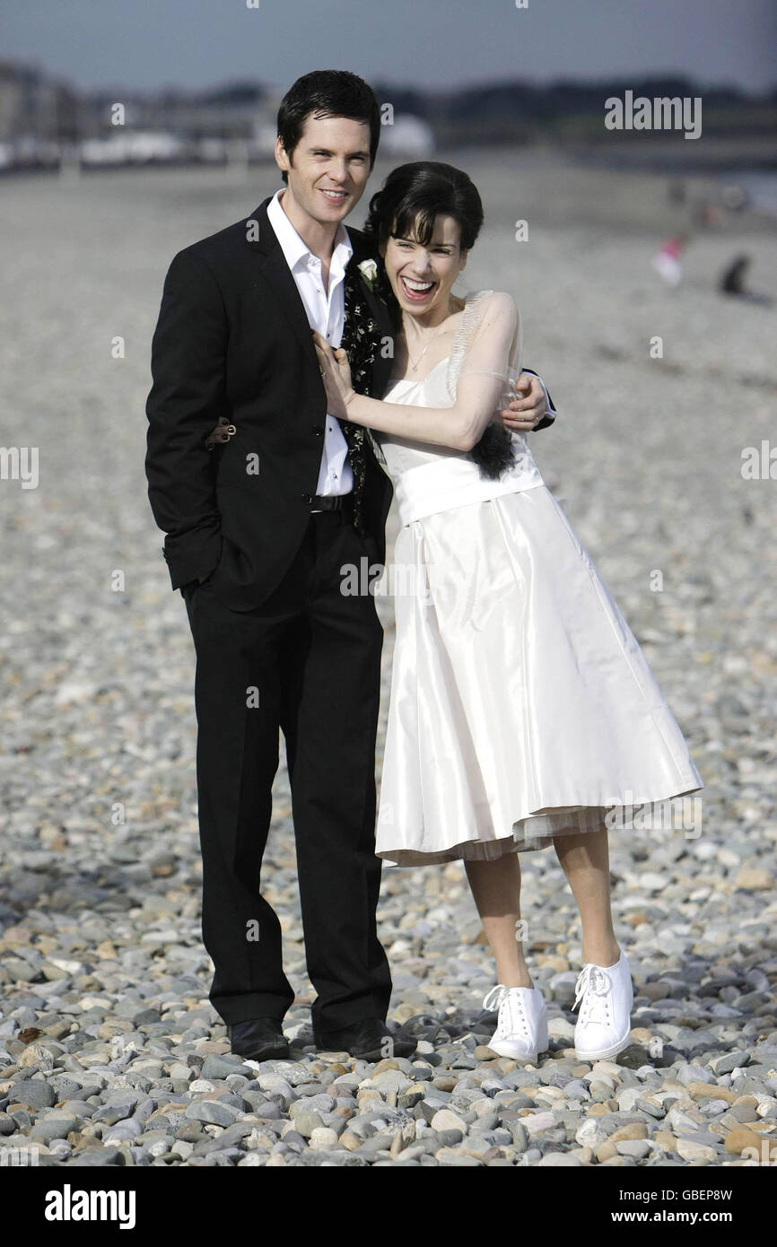 Actors tom riley sally hawkins break filming new movie hi-res stock ...
