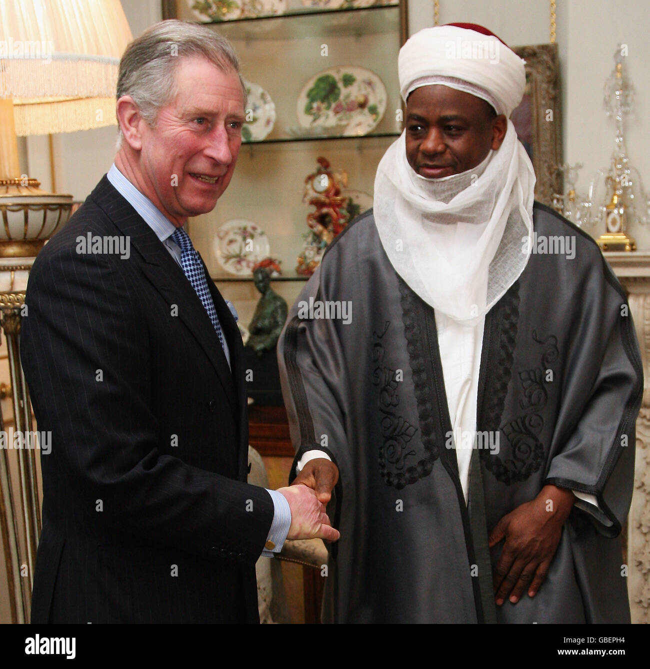The Prince of Wales (left) meets the Sultan of Sokoto, Mohamed Sa'ad ...