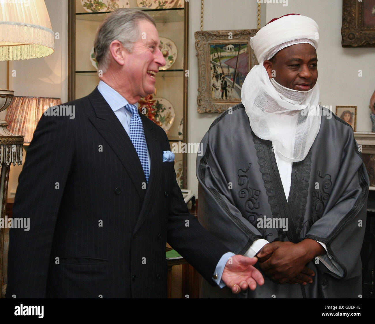 The Prince of Wales (left) meets the Sultan of Sokoto, Mohamed Sa'ad ...