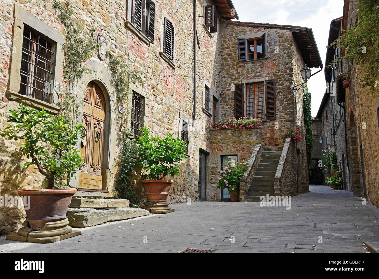 alley, historic buildings, old city, Volpaia, Radda in Chianti ...