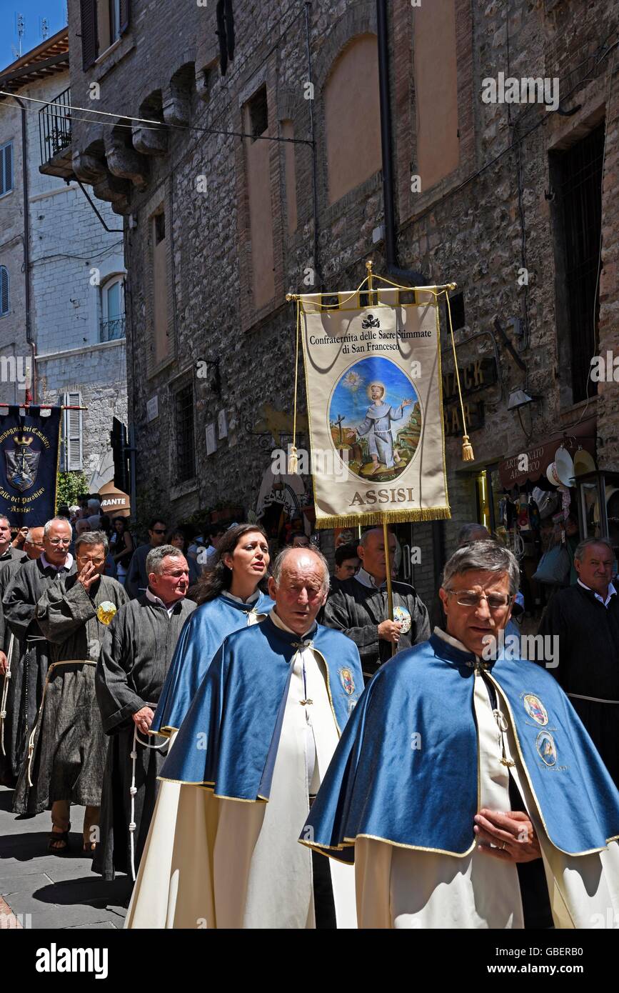 procession, religious parade, church dignitary, priests, Assisi ...