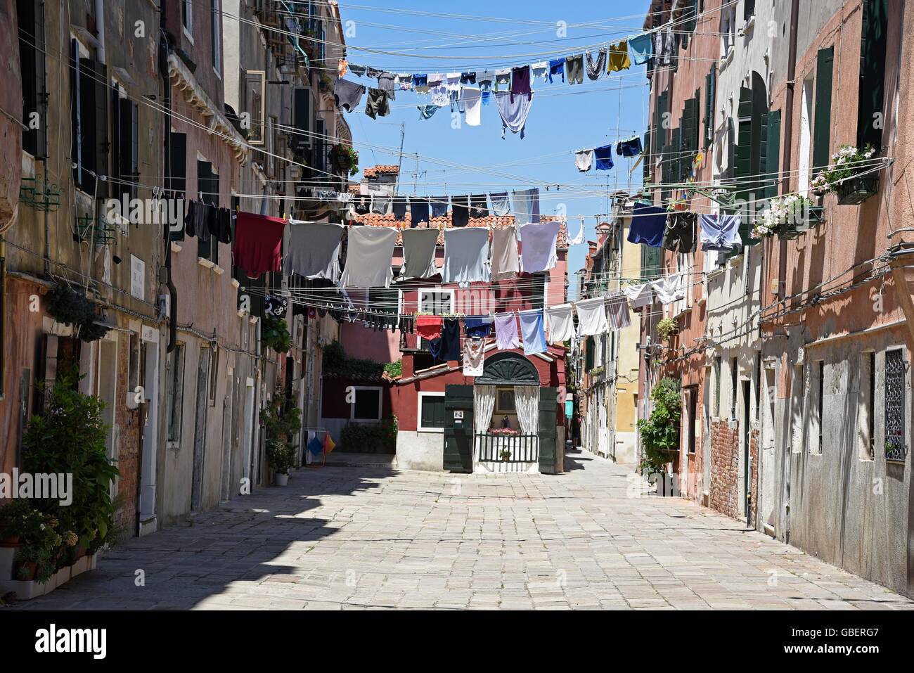 laundry, clothes line, Castello, quarter, Venice, Venezia, Veneto ...