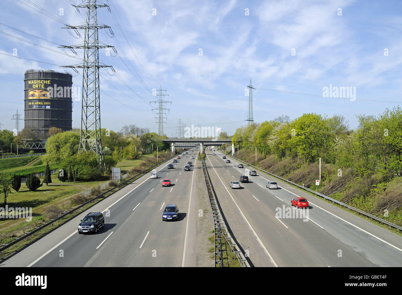Gasometer, exhibition Magical places, museum, freeway A42, Oberhausen ...