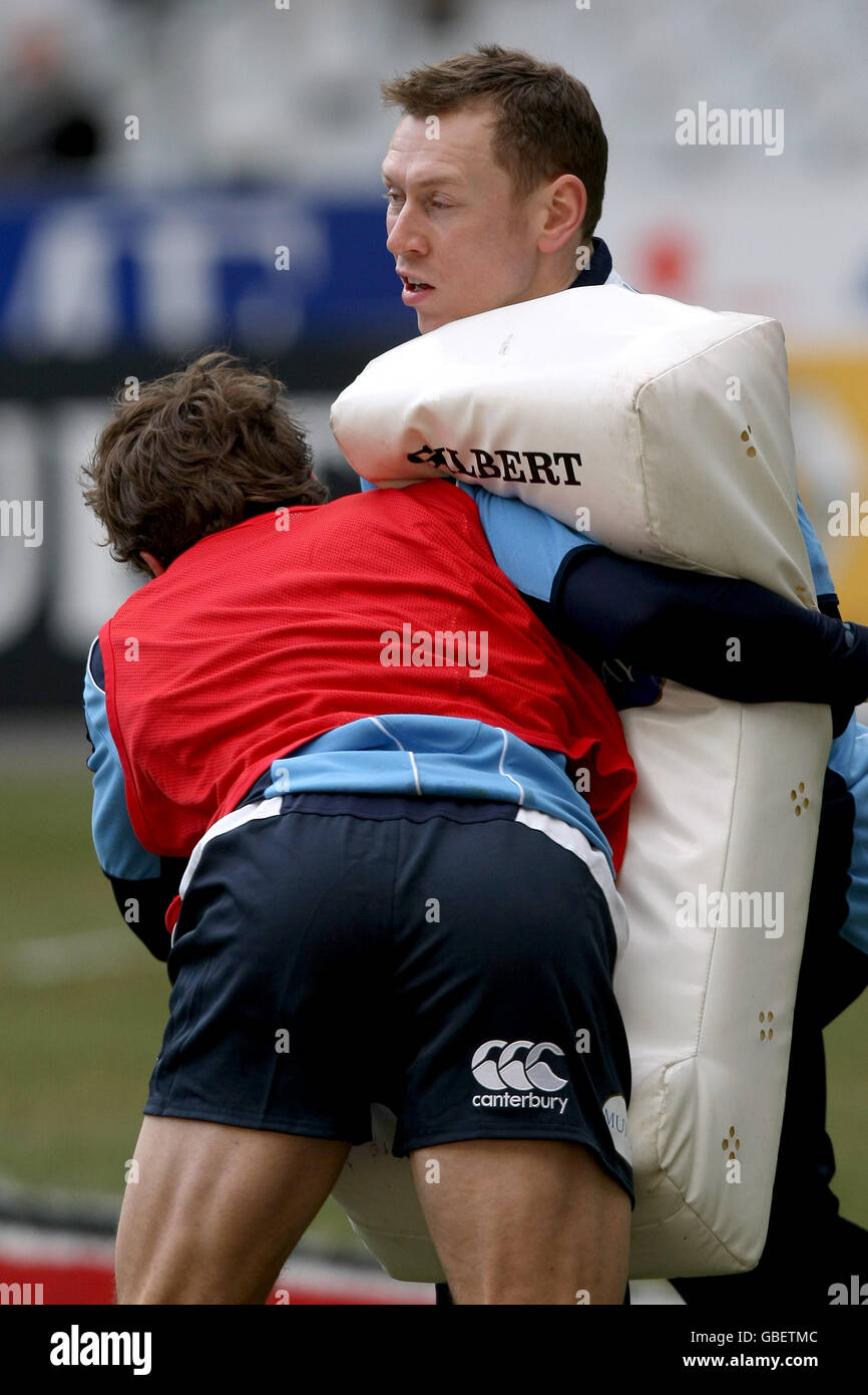 Scotland's Ross Ford and Scotland rugby's physiotherapist Stuart Barton ...