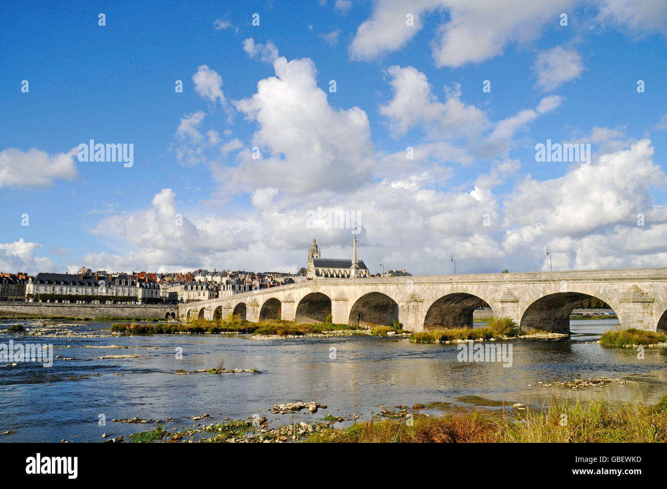 Bridge Pont Jacques Gabriel, Loire river, Blois, Departement Loir-et ...