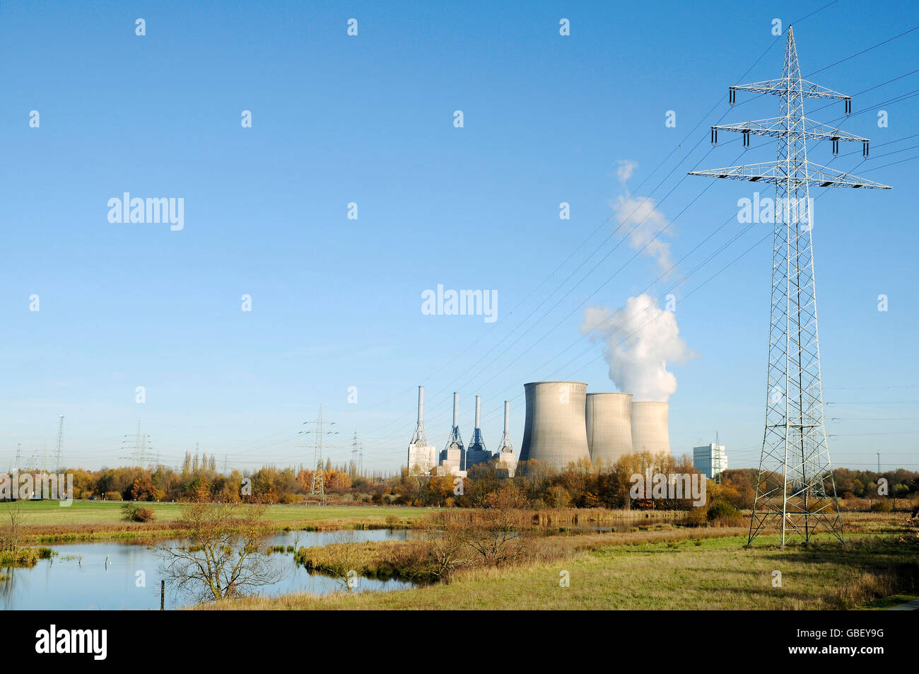 Gersteinwerk plant, RWE Power AG, Tibaum nature reserve, Stockum-Werne ...