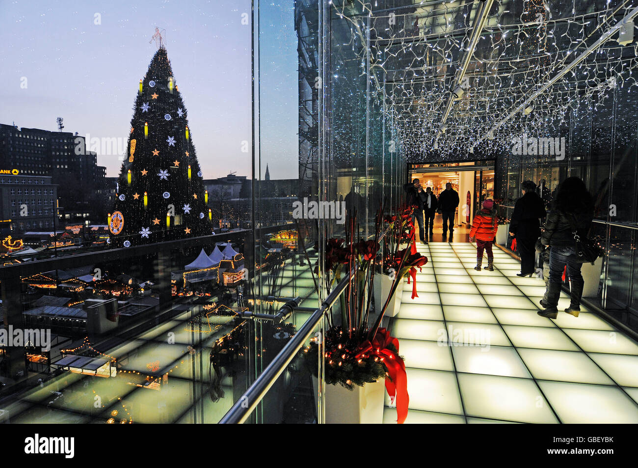 Passageway in a department store, christmas market, fair, christmas ...