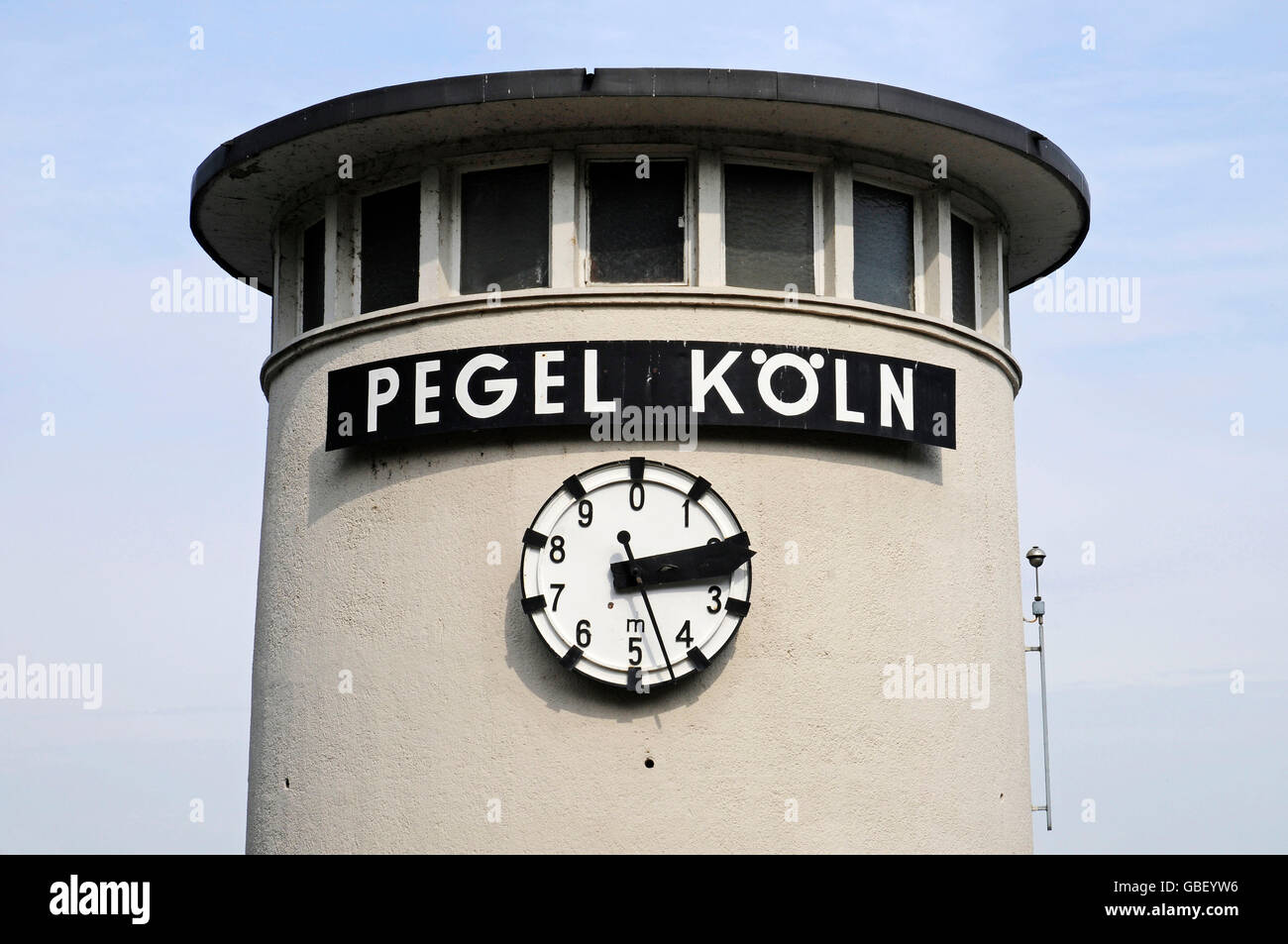 Level Cologne, clock, water level indicator, tide scale, waterside ...