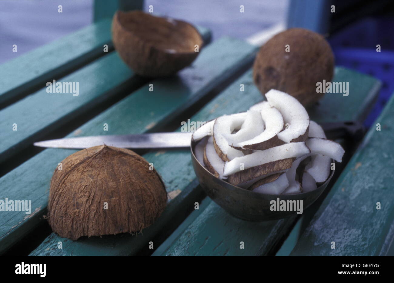 fruits in a resort on the island and atoll of the Maldives Islands in ...
