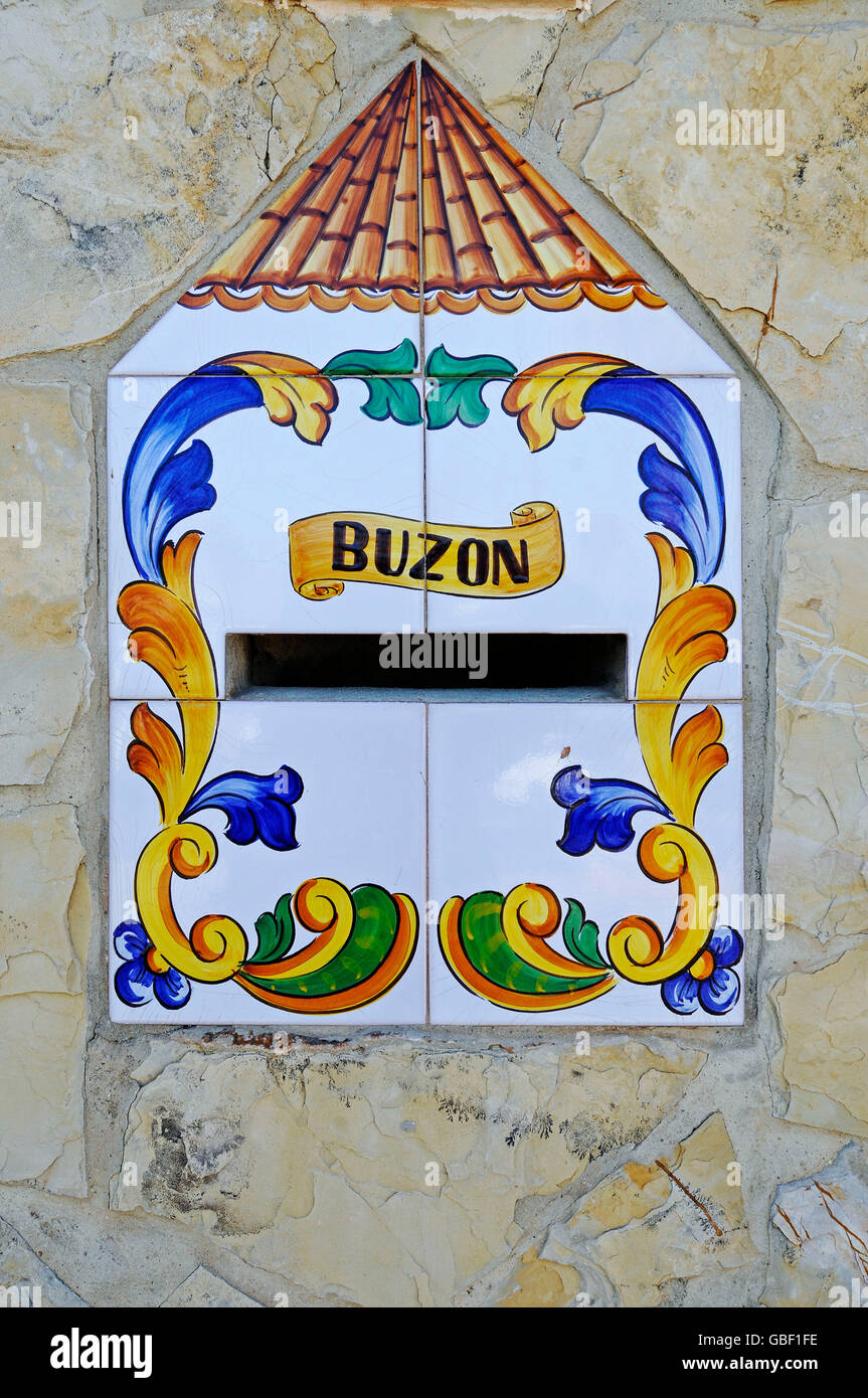 buzon, Tiled mailbox, letter box, Valencia, Valencian Community, Spain ...