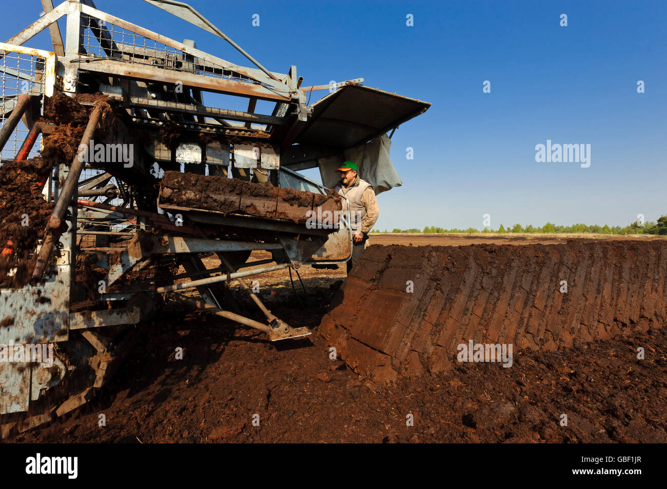 Industrial Peat Cutting, Goldenstedter Moor, Lower Saxony, Germany ...